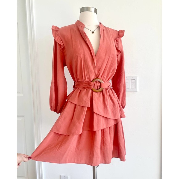 Zara | Dresses | Zara Ruffle Layered Belted Mini Dress M | Poshmark